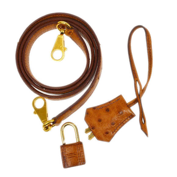 Hermes | Accessories | Hermes Kelly Bag Strap Padlock Set Brown Ostrich ...